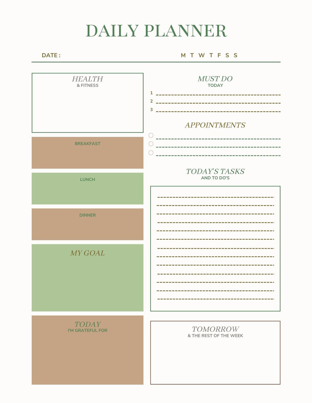 Digital Daily Planner, Goodnotes Planner, Printable Planner, Daily ...