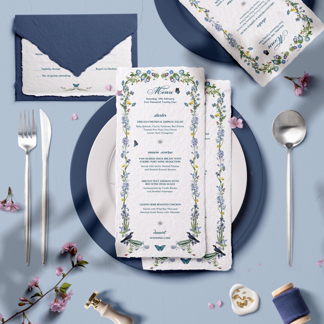 Printable Wedding/ Party Menu Template Editable Dainty Florals Menu ...