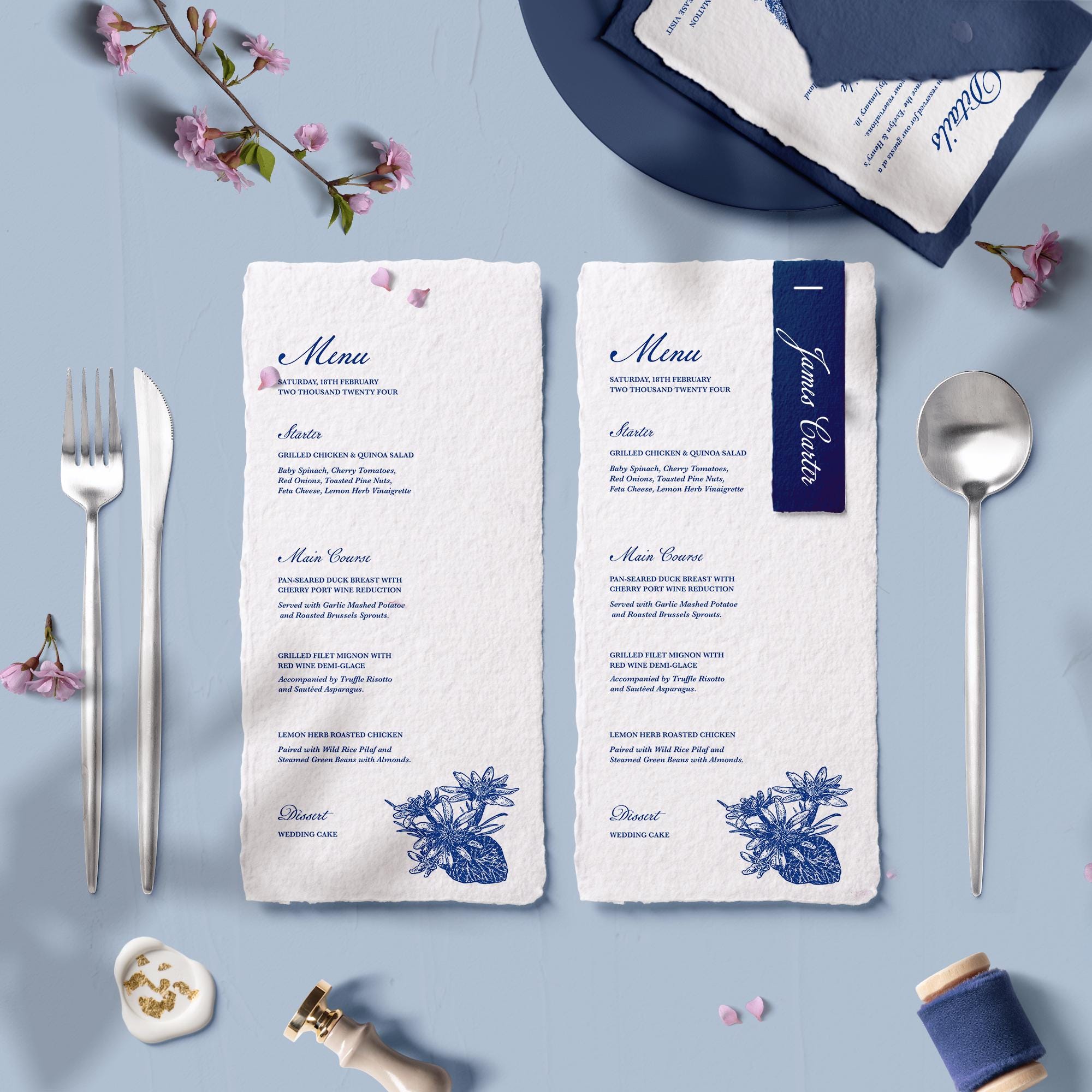 Digital_semi-custom Personalised Wedding/ Event Floral Menu Editable ...