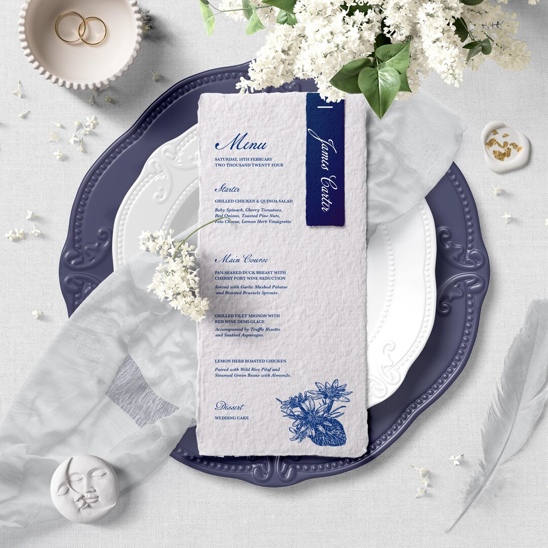 Digital_semi-custom Personalised Wedding/ Event Floral Menu Editable ...