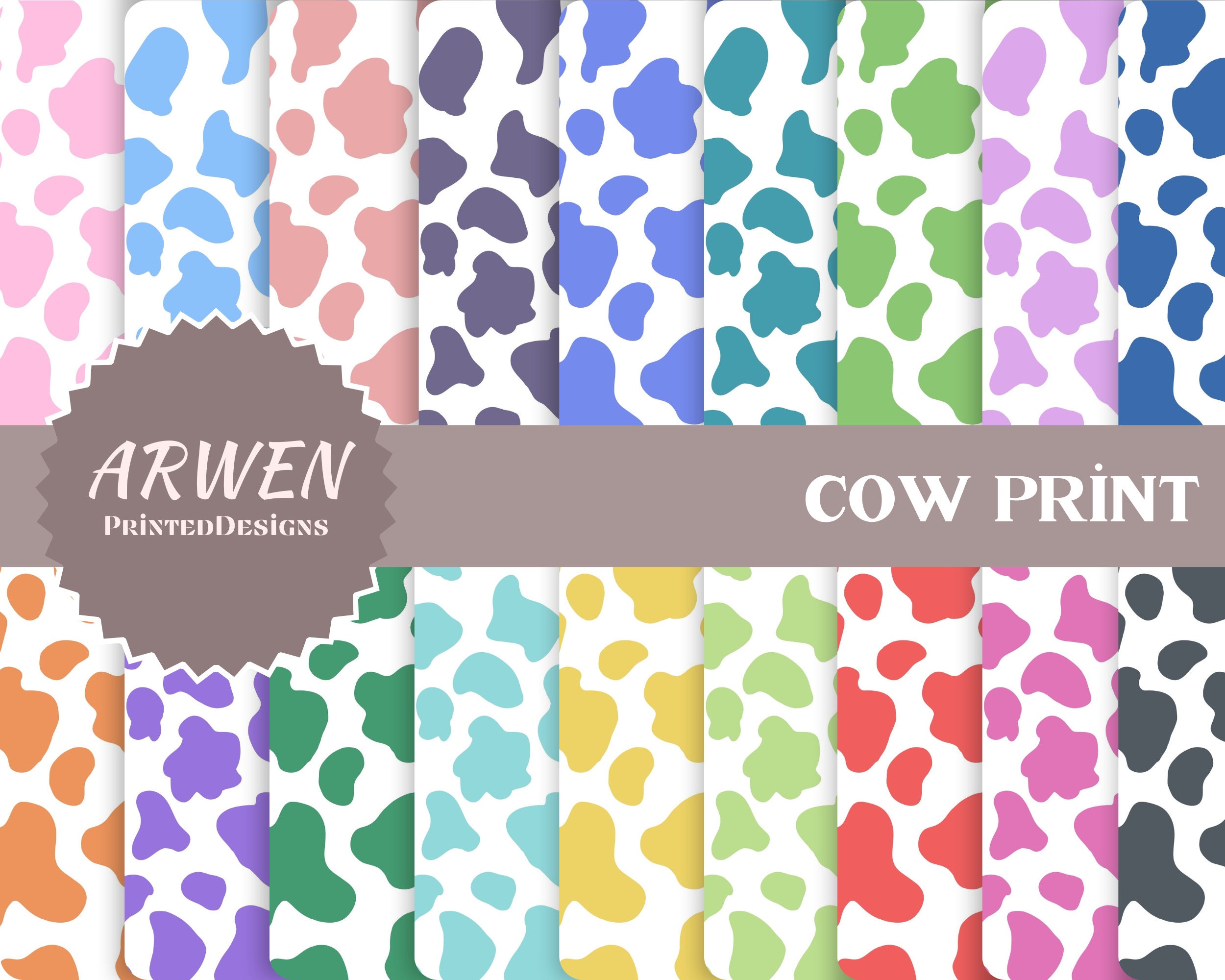Seamless Cow Print Digital Paper Commercial Use Cow Print Digital Paper ...