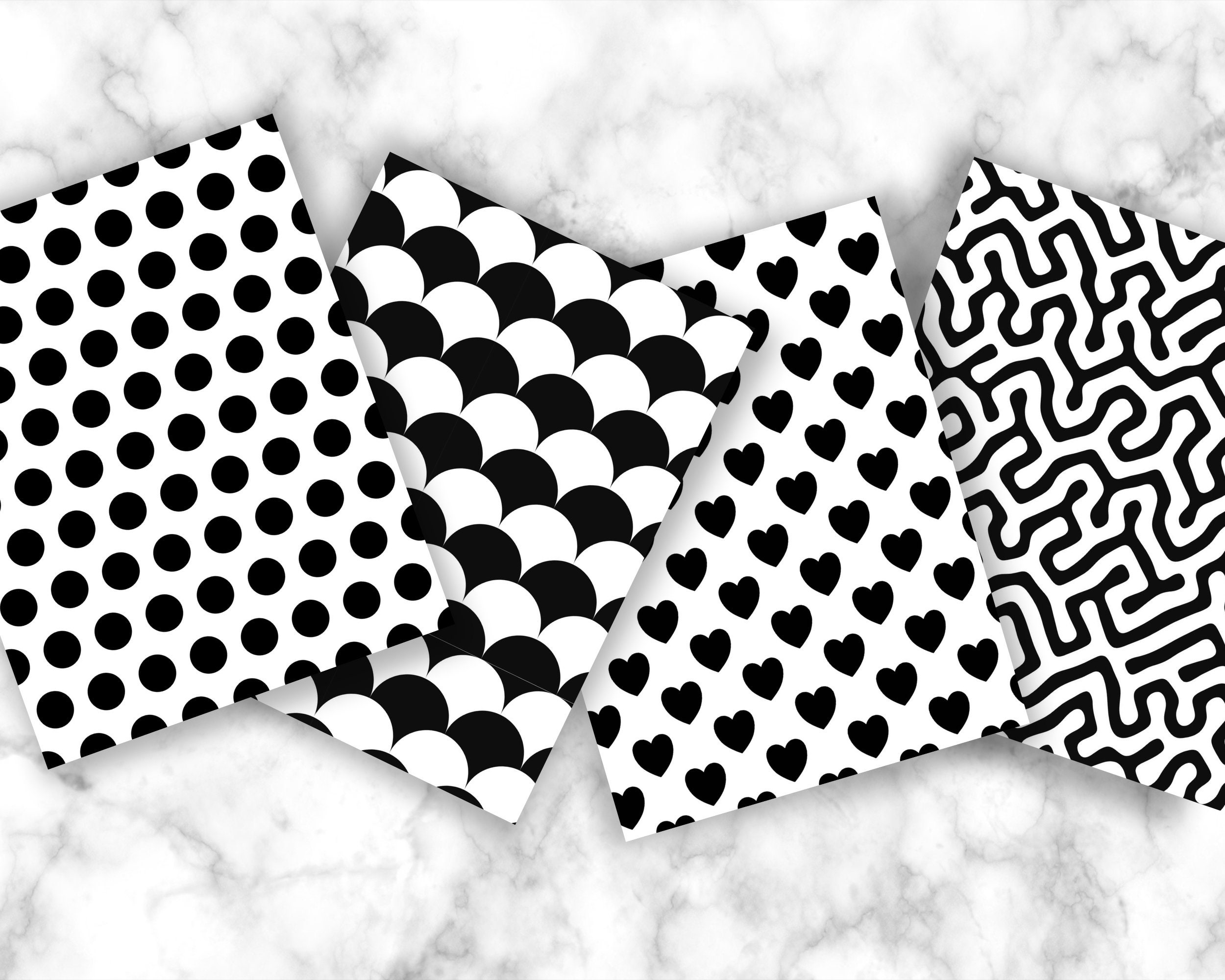 Black and White Doodle Digital Paper Pack. Patterns Scrapbooking Pages ...