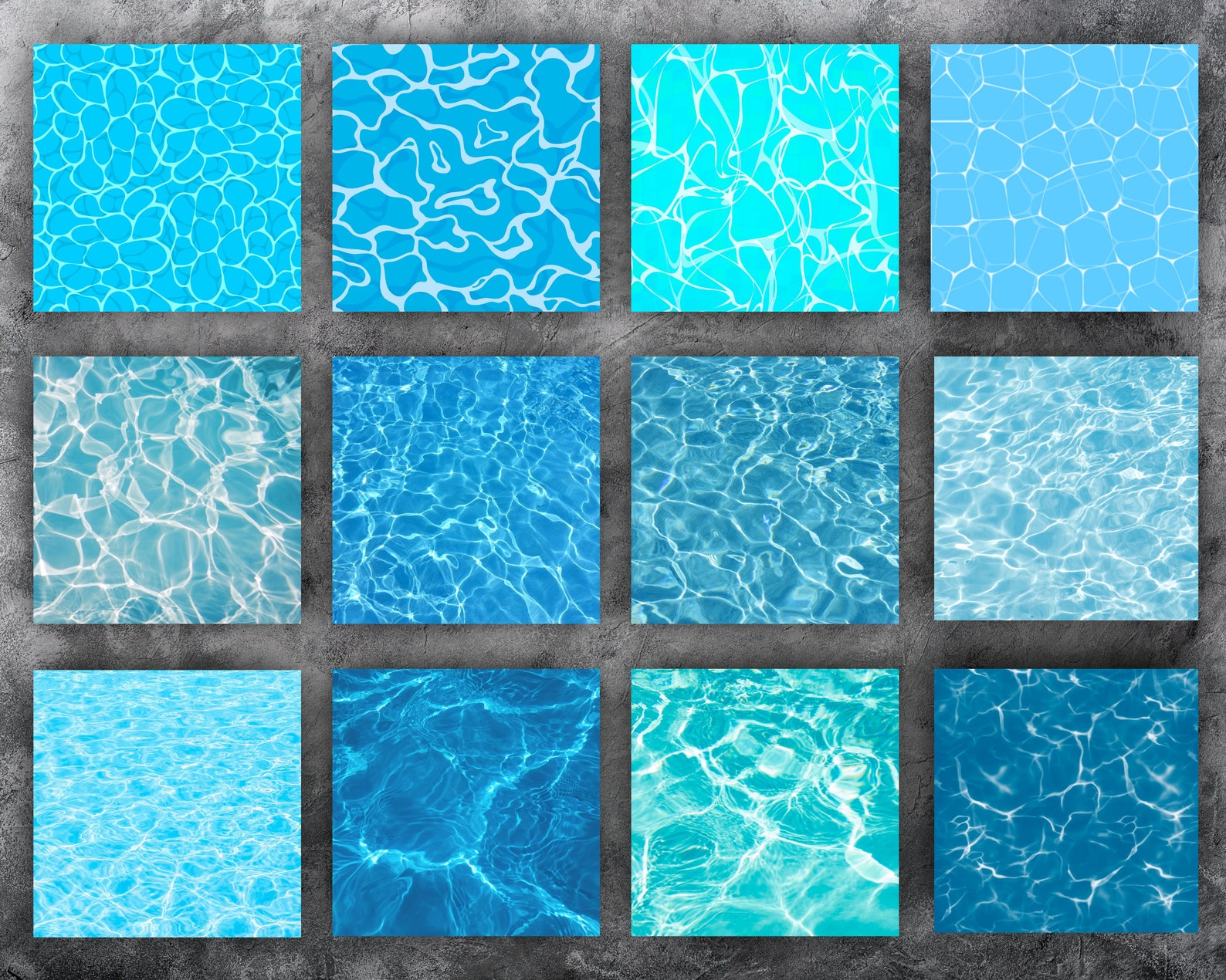 Pool Water Digital Scrapbook Paper / 12x12 Inch, 12 Digital INSTANT ...