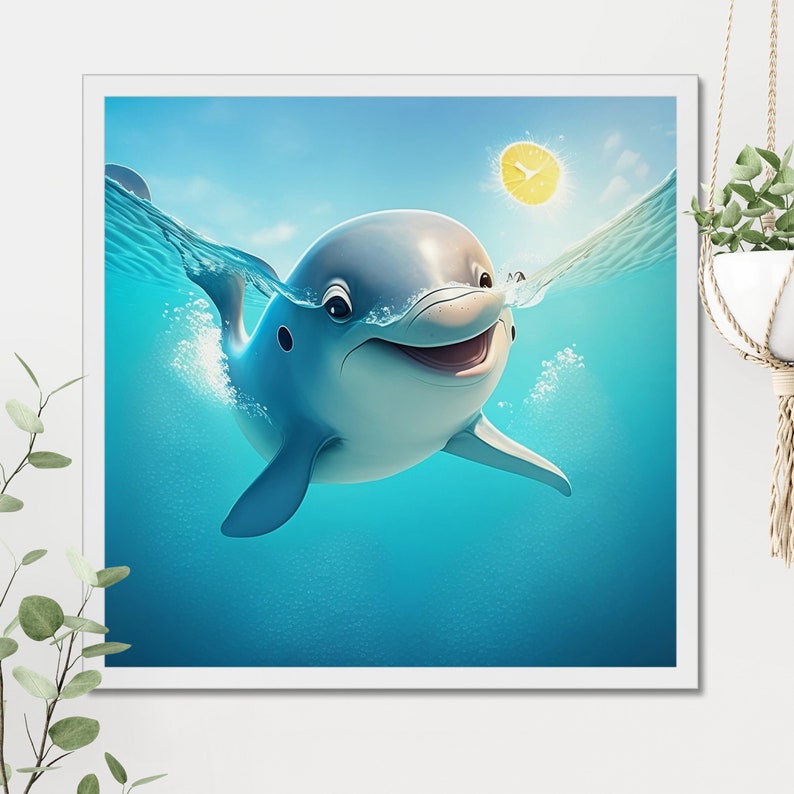 Dolphin Splash: Digital Print for Kids Room or Nursery - Etsy