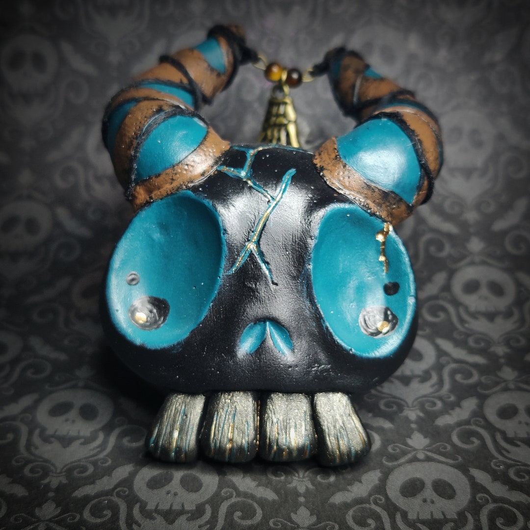 Unique Horned Skulls, Plaster Cast, Polymer Clay, Hand Painted With ...