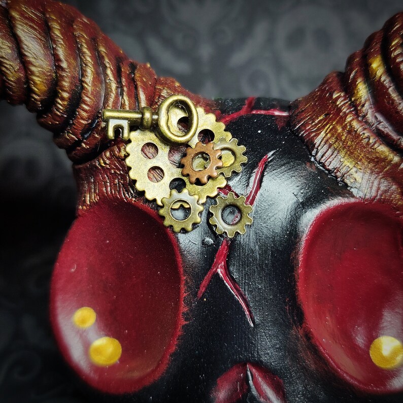 Demon Steampunk Skull, Plaster Cast, Polymer Clay, Hand Painted ...