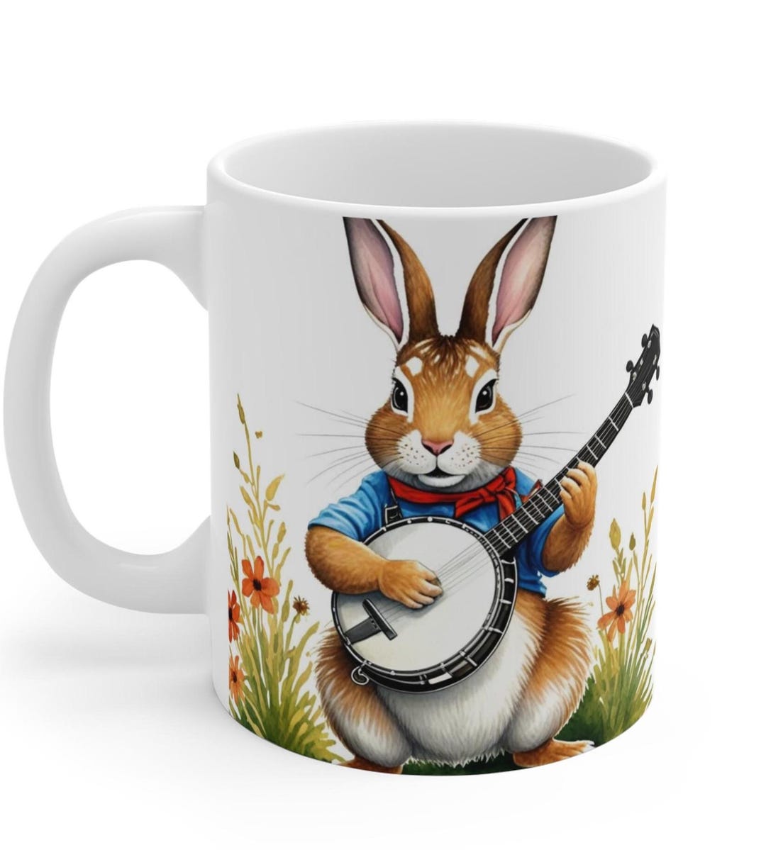 11 Oz Coffee Mug Banjo Playing Rabbit Art Housewarming Table Mug Gift ...