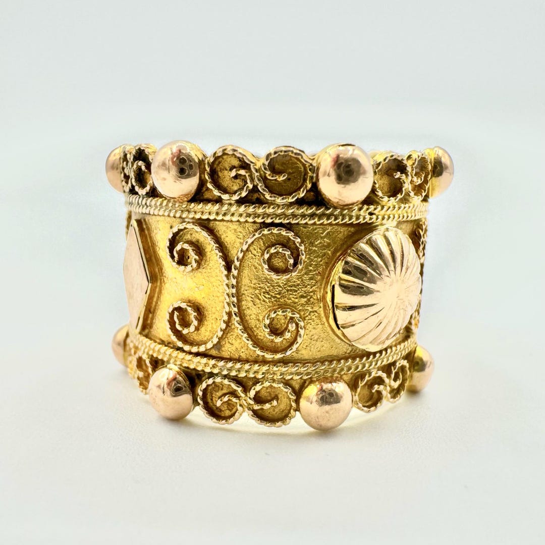Antique 14k Gold Filigree Dutch Ring "dopring" Made in the Province of ...