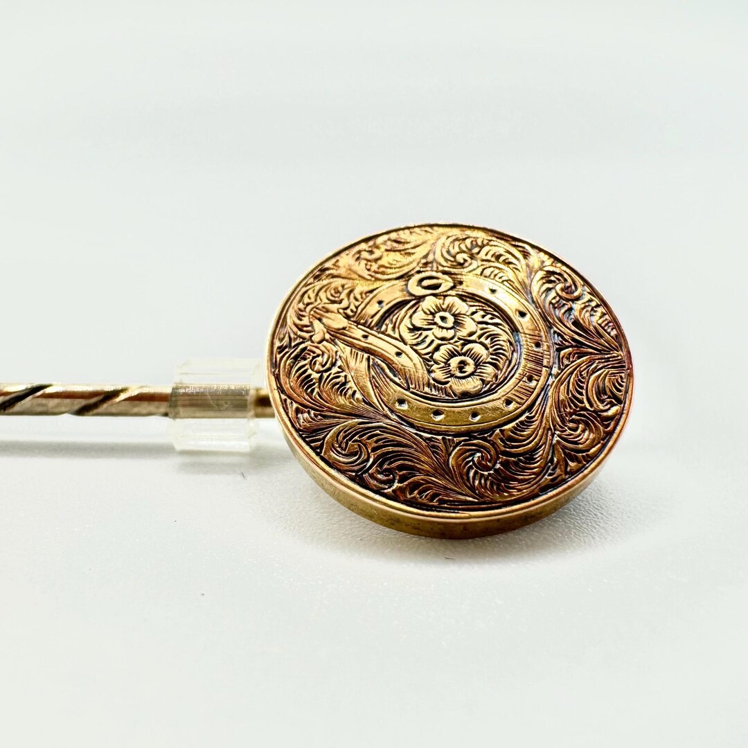 Antique 14k Gold Stick Pin Hand Engraved Floral Design - Etsy