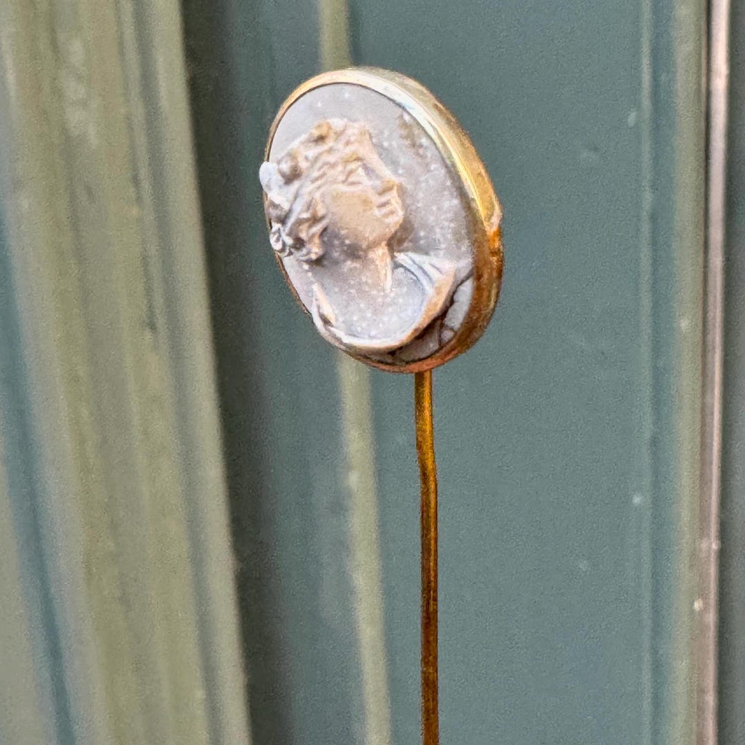 Antique Lava Cameo Stick Pin in Gold Plated - Etsy