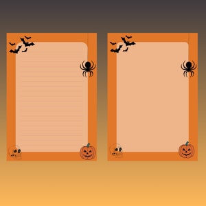 Printable Halloween Stationery Set, Writing Stationery, Orange and ...