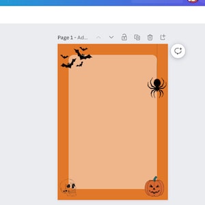 Printable Halloween Stationery Set, Writing Stationery, Orange and ...