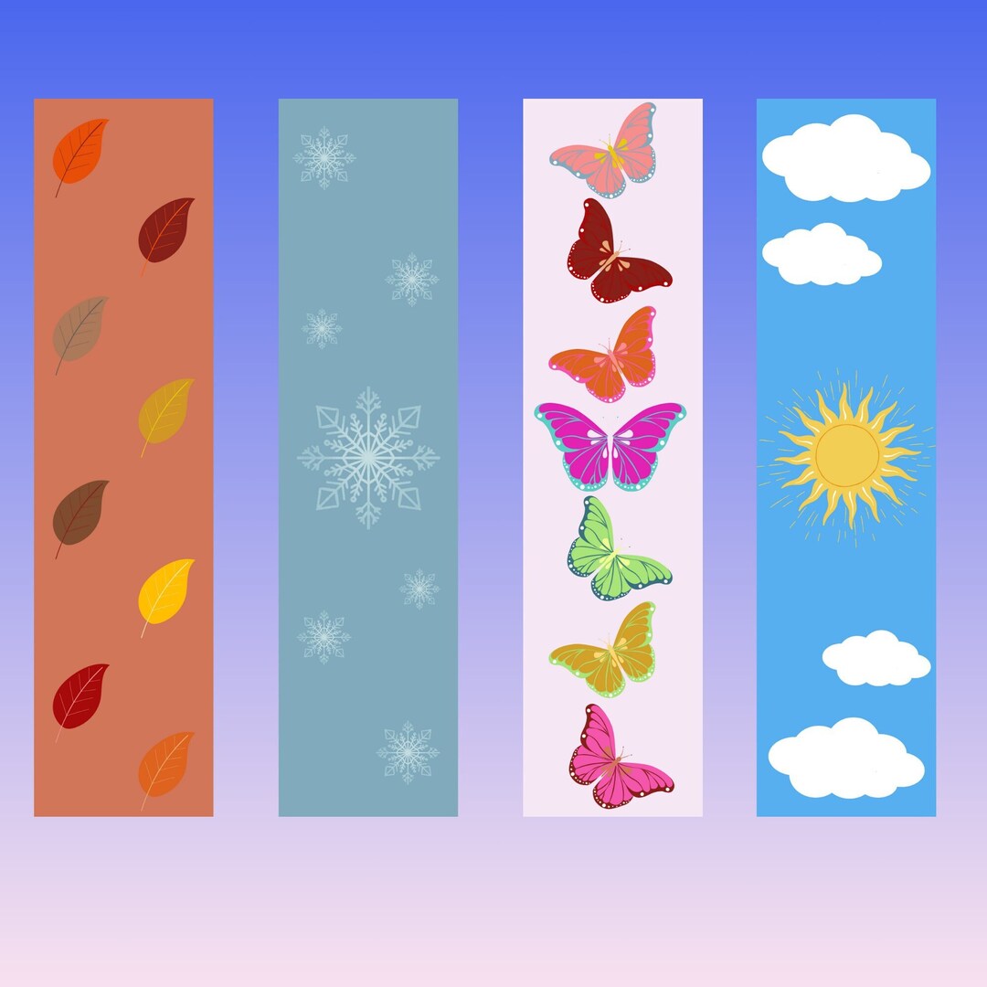 Seasonal Bookmarks, Reader Gift, Printable Summer, Fall, Autumn, Winter ...
