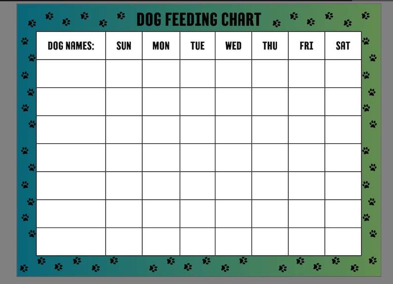 Weekly Dog Feeding Chart, Printable Dog Chart for Dog Lovers - Etsy