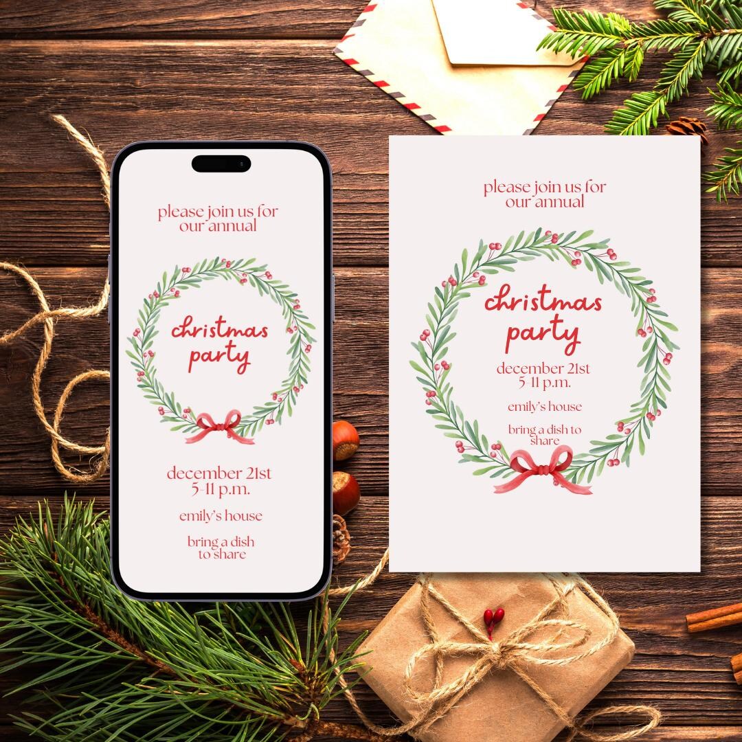 CUSTOMIZABLE Christmas Party Invitation, Holiday Party Invite, Work ...