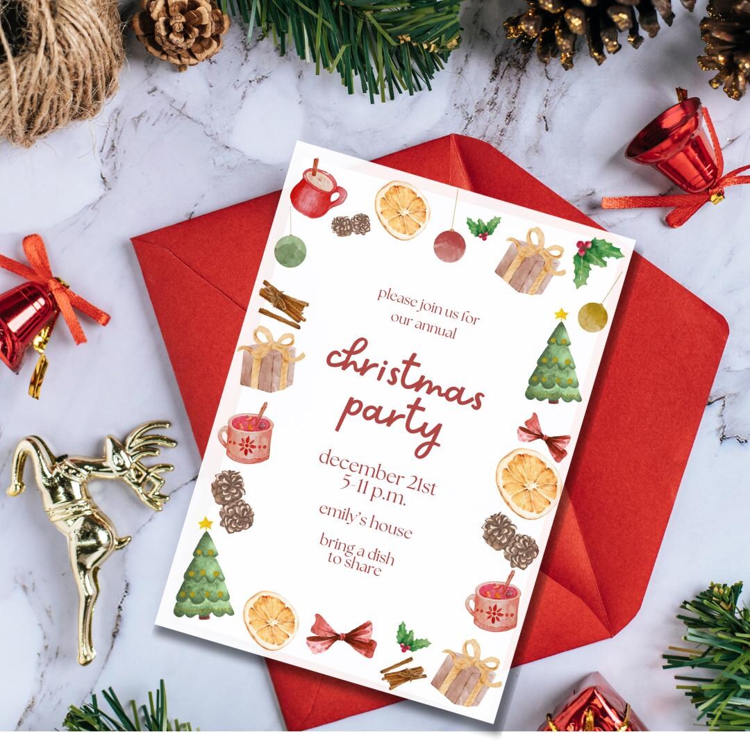 CUSTOMIZABLE Christmas Party Invitation, Holiday Party Invite, Work ...