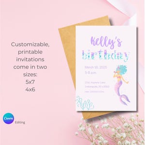EDITABLE Mermaid Birthday Invitation, Girl's Birthday Invite ...