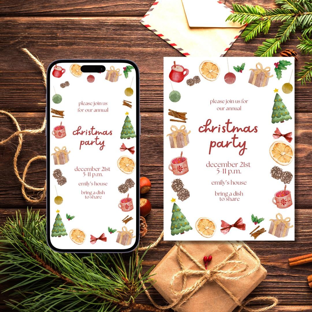 EDITABLE Christmas Party Invitation, Holiday Party Invite, Work Holiday ...