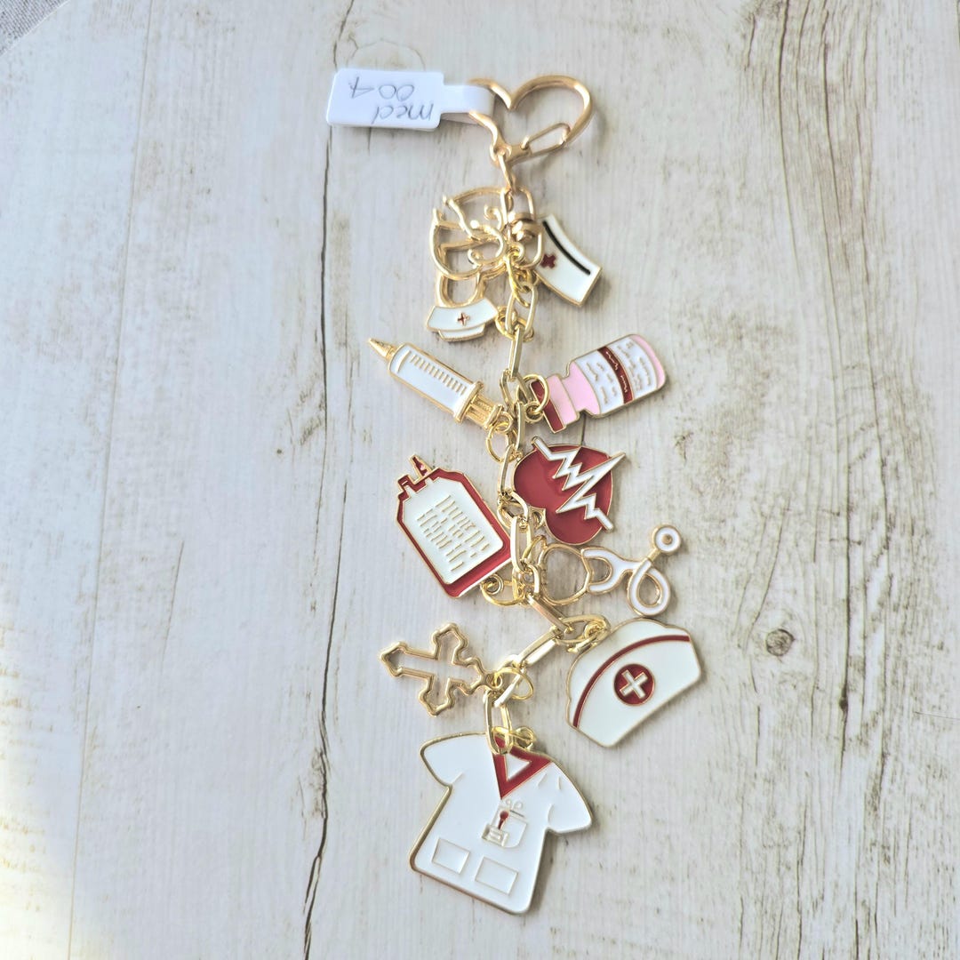 Medical Nurse Doctor Charm Dangle, Junk , Book Bling, Keyring, Handmade ...