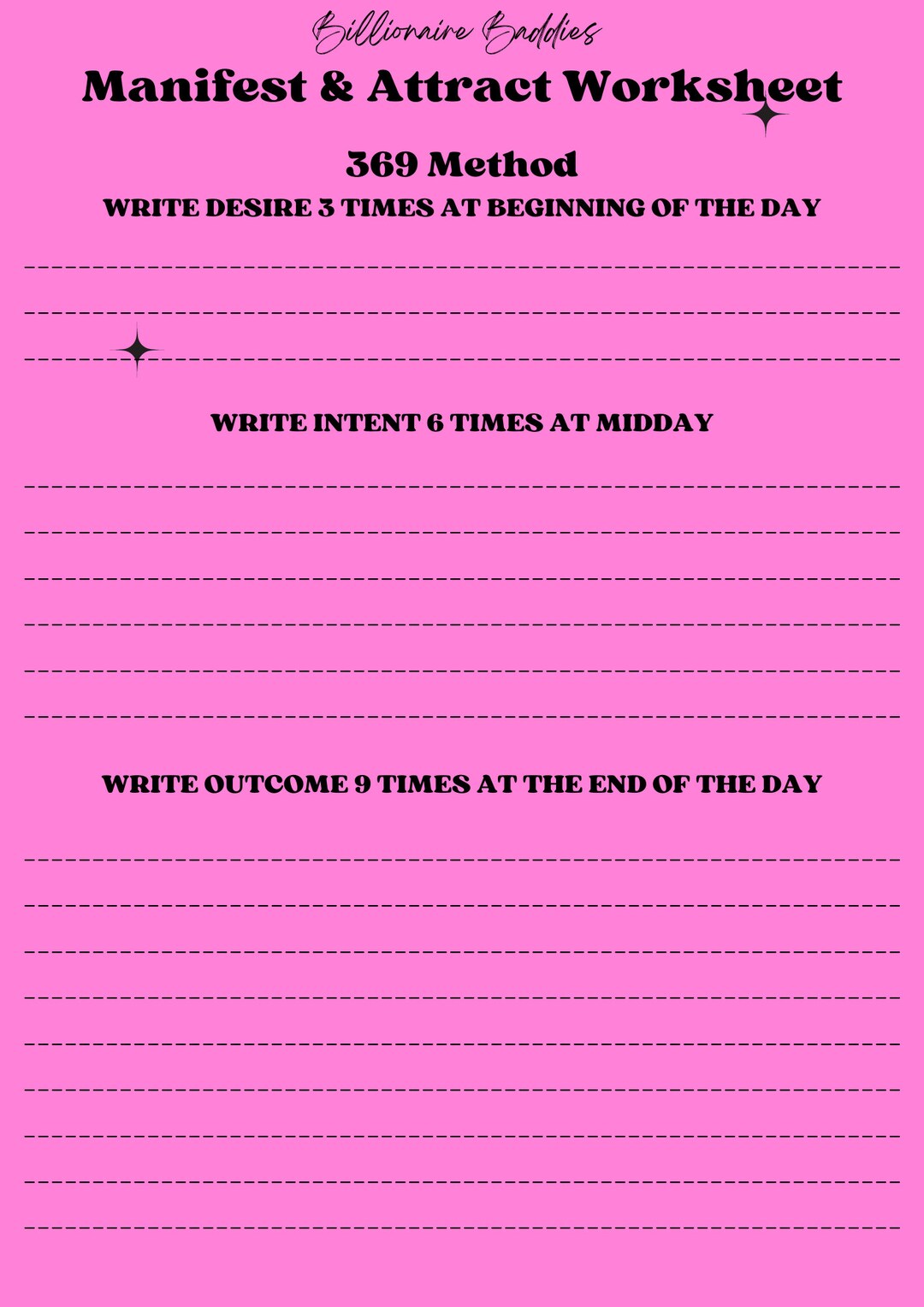 Manifest and Attract Worksheet: 369 Method, Transform Your Mindset ...