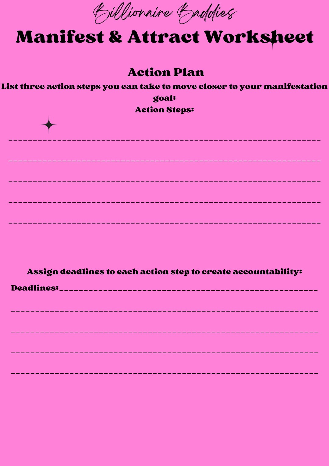 Manifest and Attract Worksheet: Action Plan, Transform Your Mindset ...