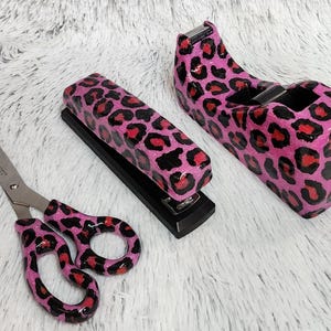 Pink Leopard Print Desk Set. - Etsy