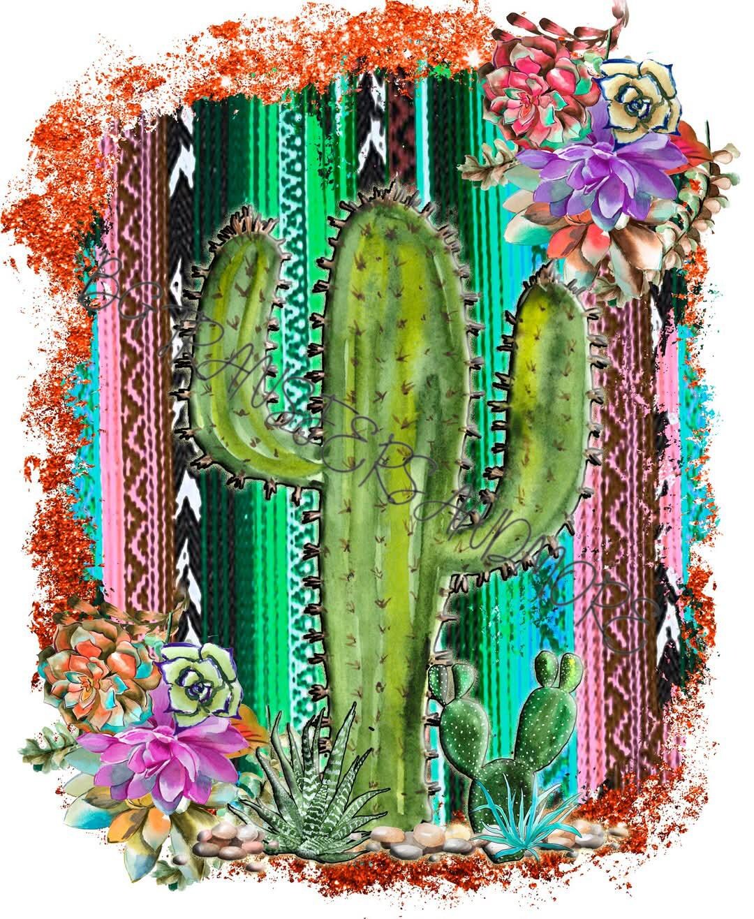Cactus Serape Western Ready to Press Heat Transfer. - Etsy