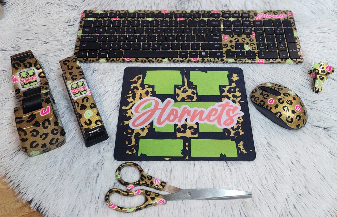 Leopard Print Complete Resin Desk Set With Keyboard Option. Can Be Done ...