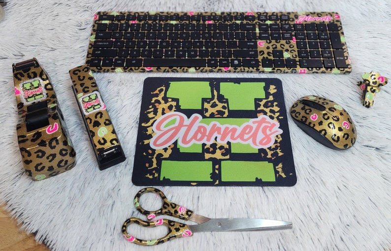 Leopard Print Complete Resin Desk Set With Keyboard Option. Can Be Done ...