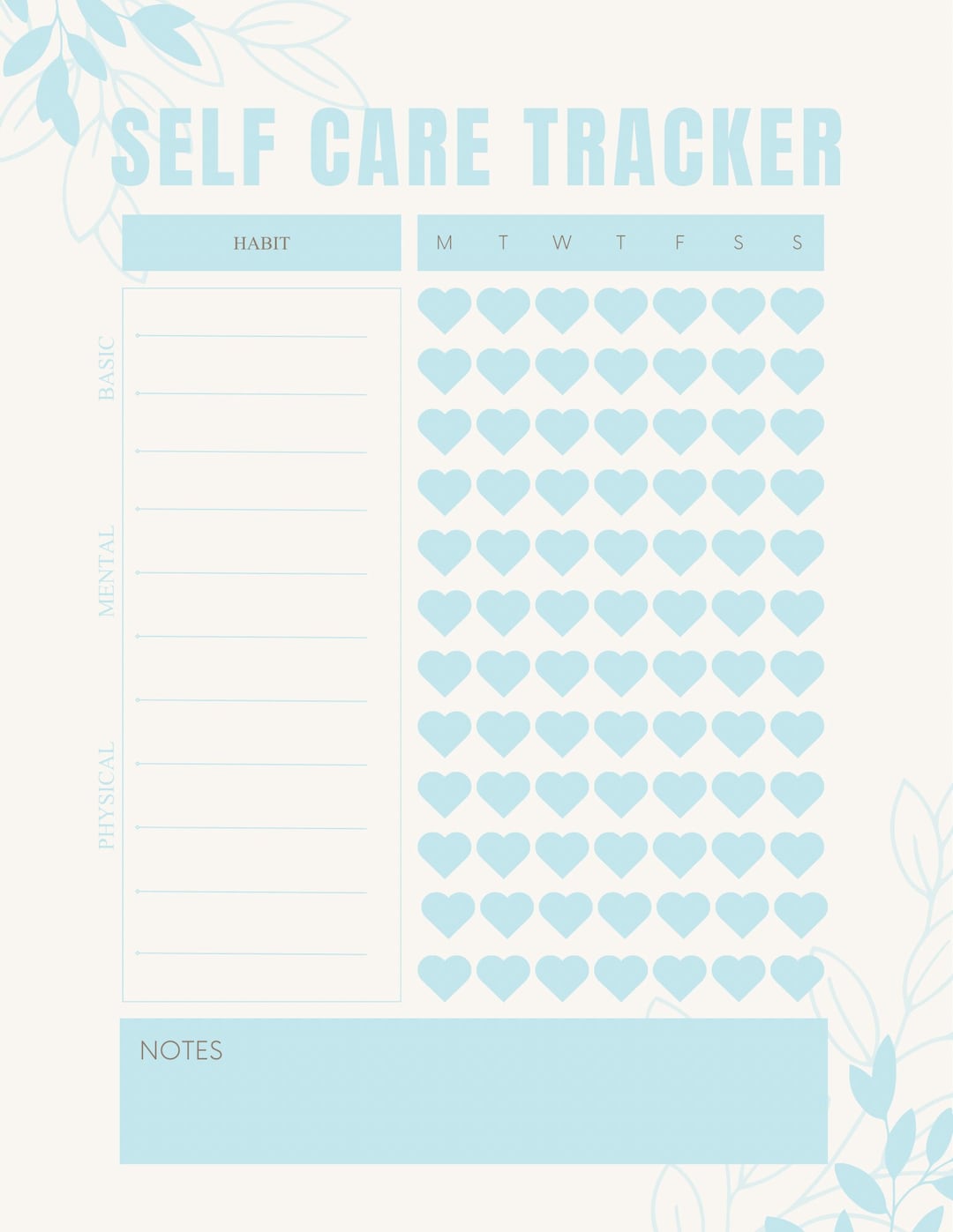 Self Care Tracker (light Blue) - Etsy