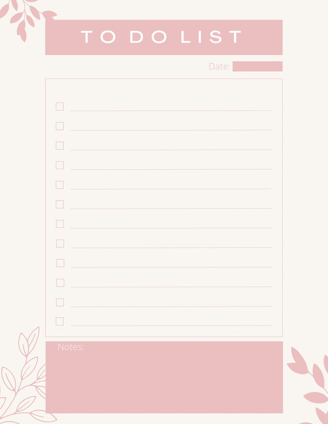 To Do List Template pink - Etsy