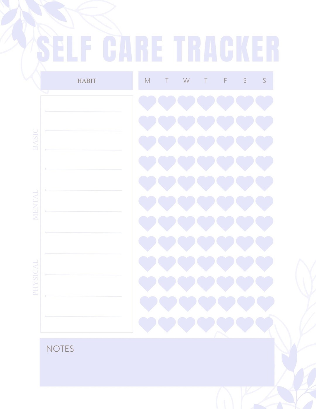 Self Care Tracker lavender - Etsy