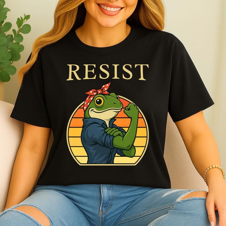 Resist Frog Portland PNG, Feminist Activist Meme Frog Print, Retro ...