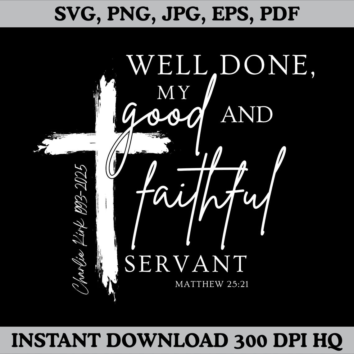 Well Done My Good and Faithful Servant Charlie Kirk Svg Png Jpg Dtf Pdf ...