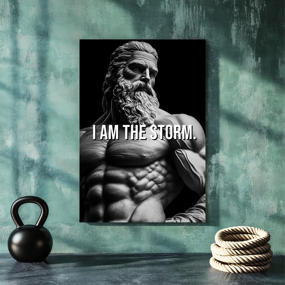 Zeus Wall Art Printable – Black & White Greek God Poster for Men 16x24 ...