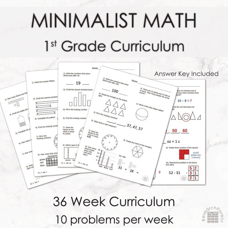 First Grade Minimalist Math Homeschool Curriculum - Etsy