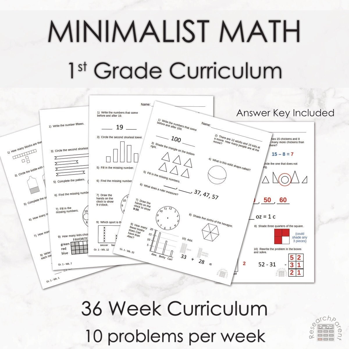 First Grade Minimalist Math Homeschool Curriculum - Etsy