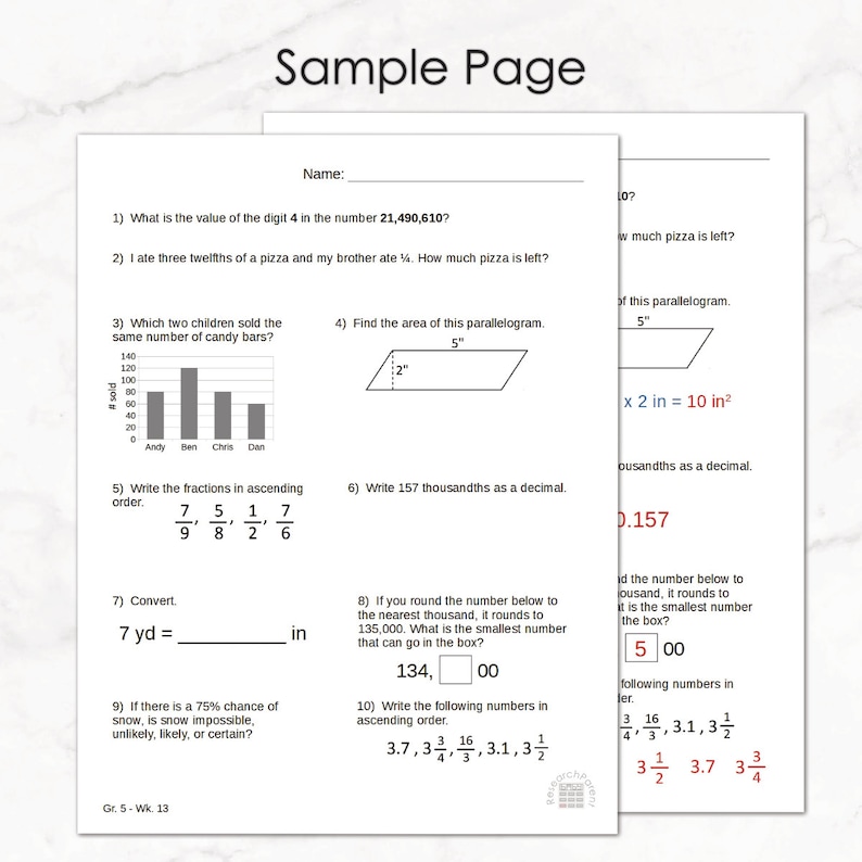 Fifth Grade Minimalist Math Homeschool Curriculum - Etsy