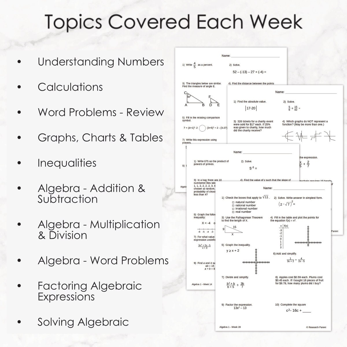 Algebra 1 Minimalist Math Homeschool Curriculum - Etsy