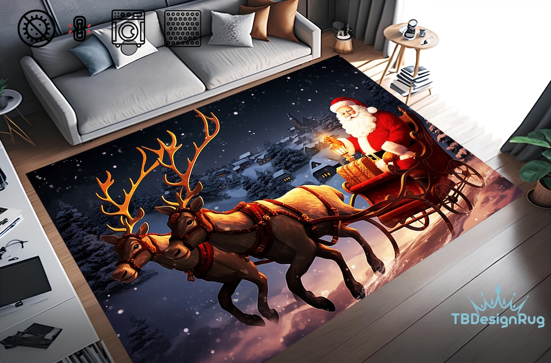 Christmas Rugs, Christmas Indoor Rug, Xmas Rug, Christmas Deers, Father ...