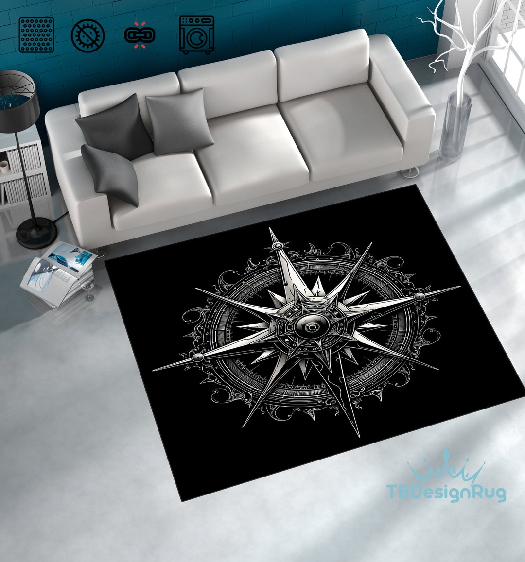 Nautical Rug, Compass Design, Compass Rug, Rug Decoration, Medallion ...