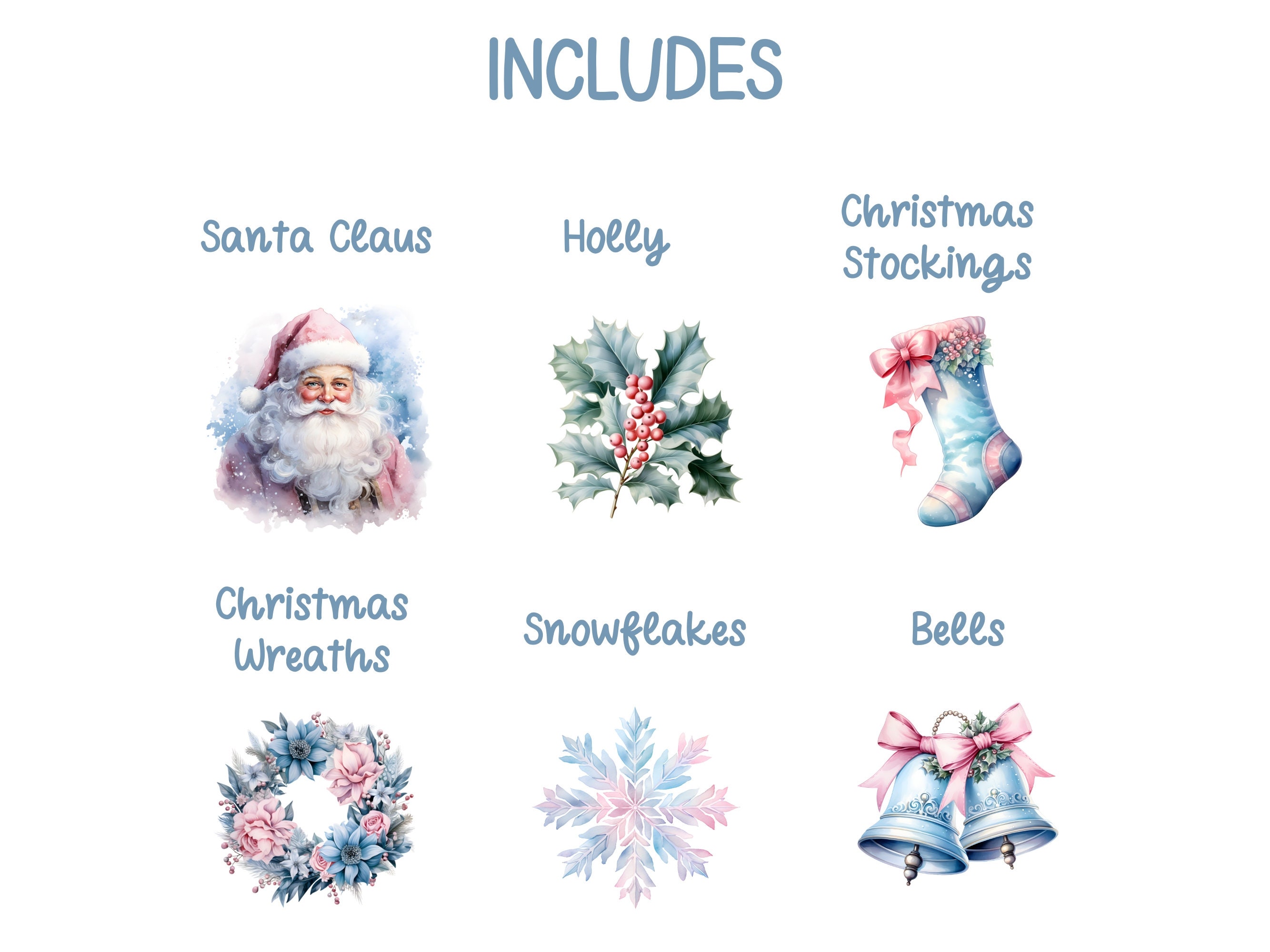 Pastel Christmas Clipart Pack 35 PNG Files With Transparent Background ...