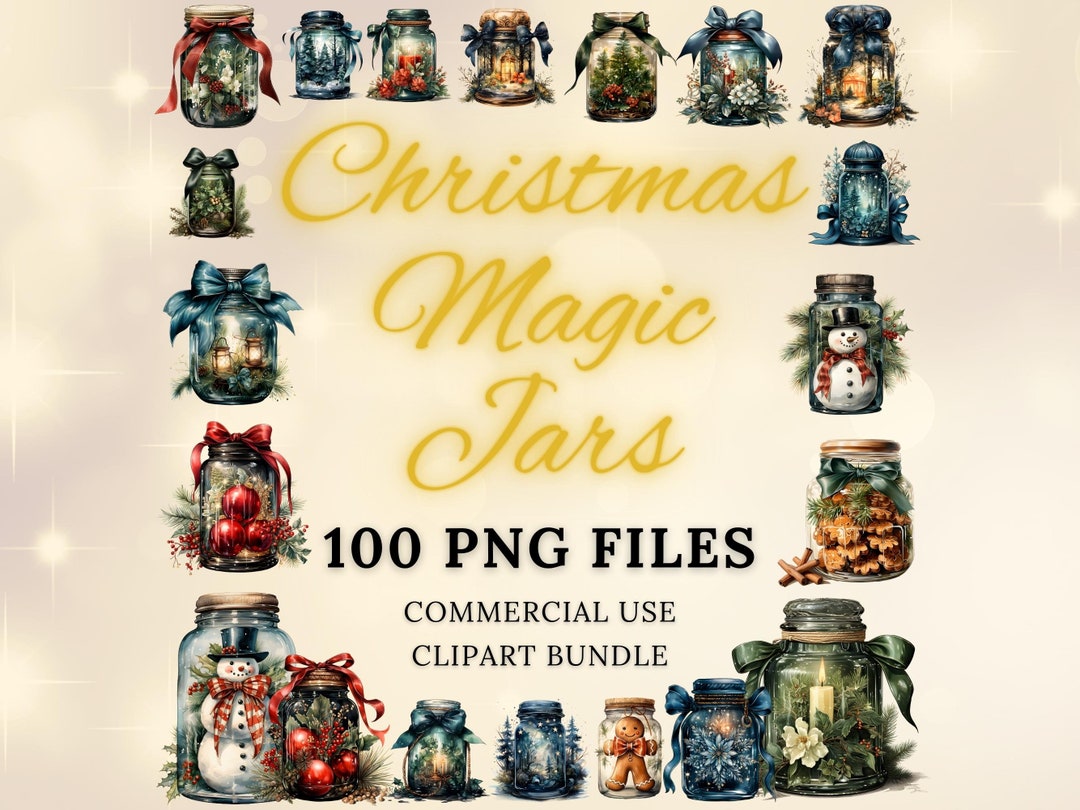 Christmas Magic Jars Clipart Bundle 100 Watercolor Christmas PNG Files ...