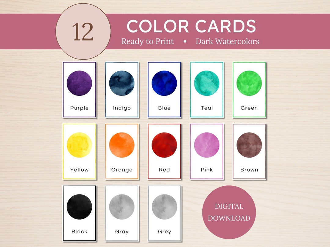 Set of 12 Color Flash Cards Educational Activities - Etsy