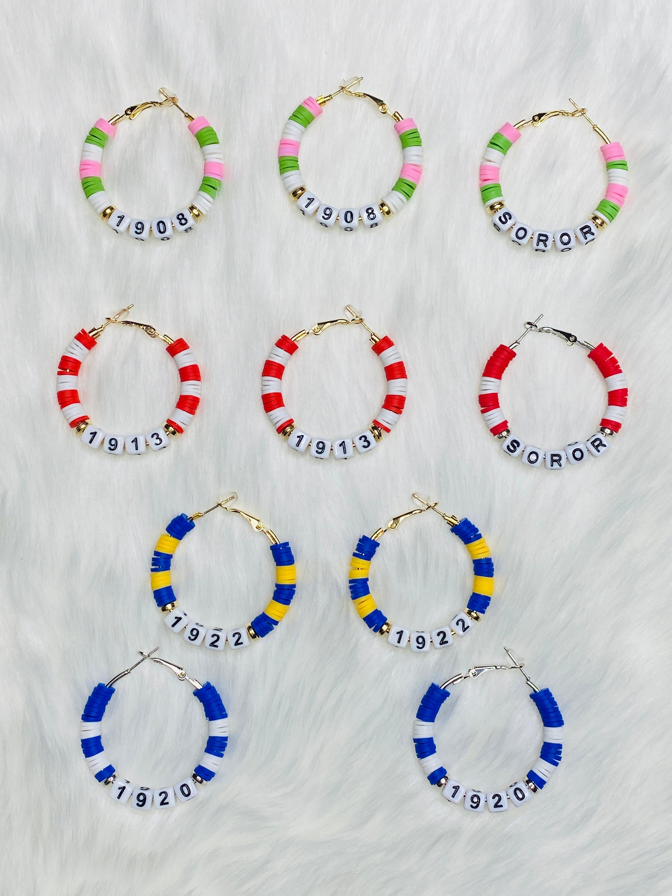 Royal Blue and Gold Sigma Gamma Rho heishi Clay Bead Hoop Earrings - Etsy