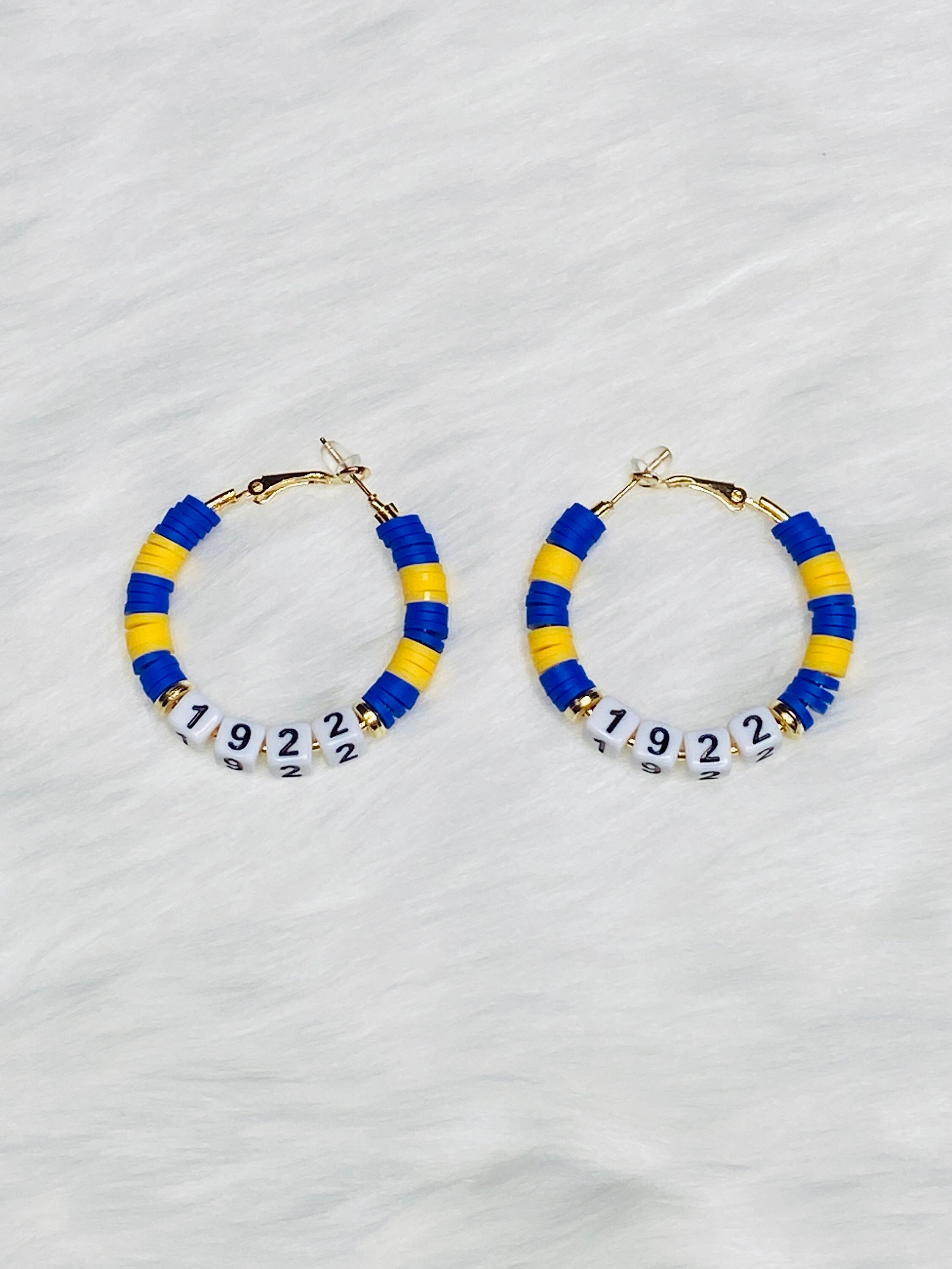 Royal Blue and Gold Sigma Gamma Rho heishi Clay Bead Hoop Earrings - Etsy