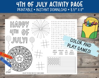 4th of July Word Search Printable Kids Word Search 4th of - Etsy