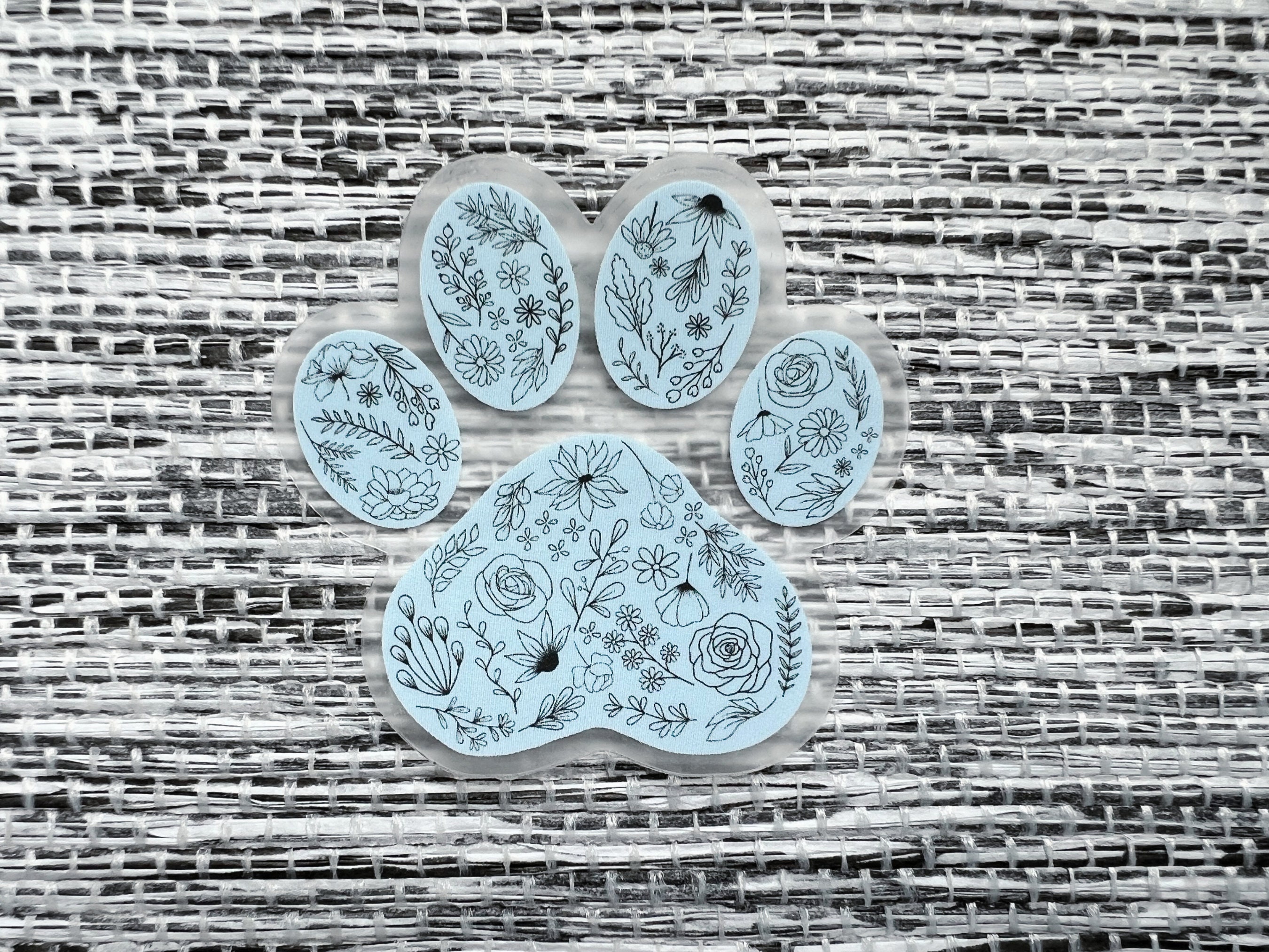 Paw Print Vinyl Sticker, Clear Background, Floral Paw Print, Dishwasher ...