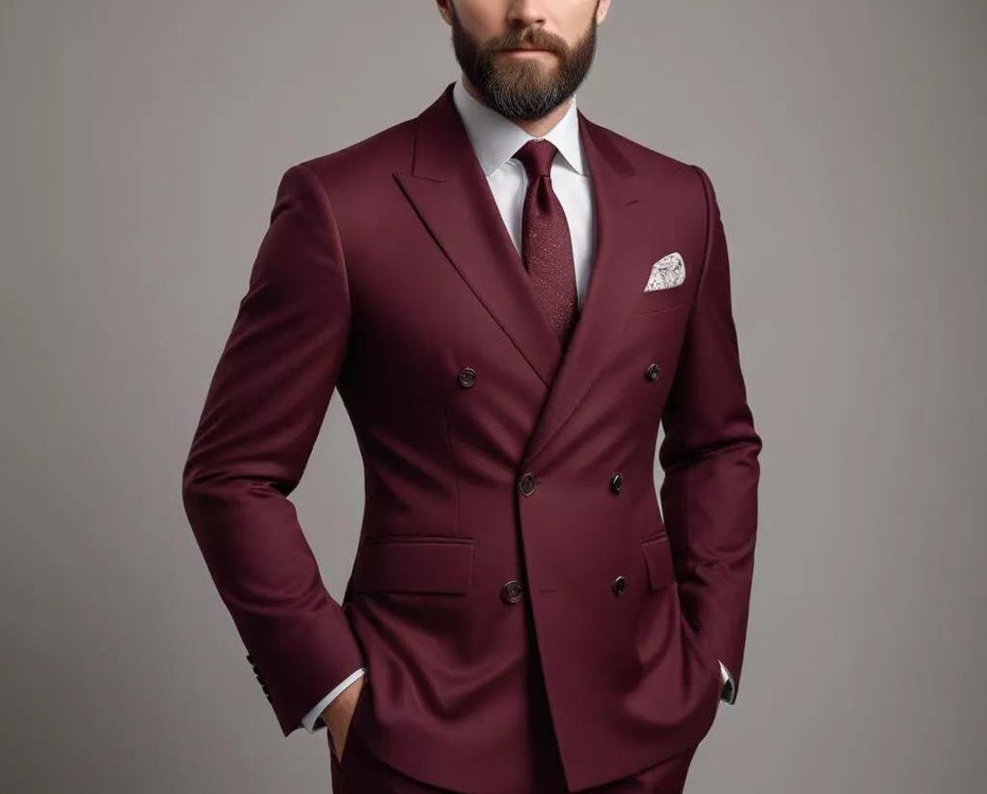 Men Suit Slim Fit Classy TWO Piece Red Men's Suit for Wedding ...