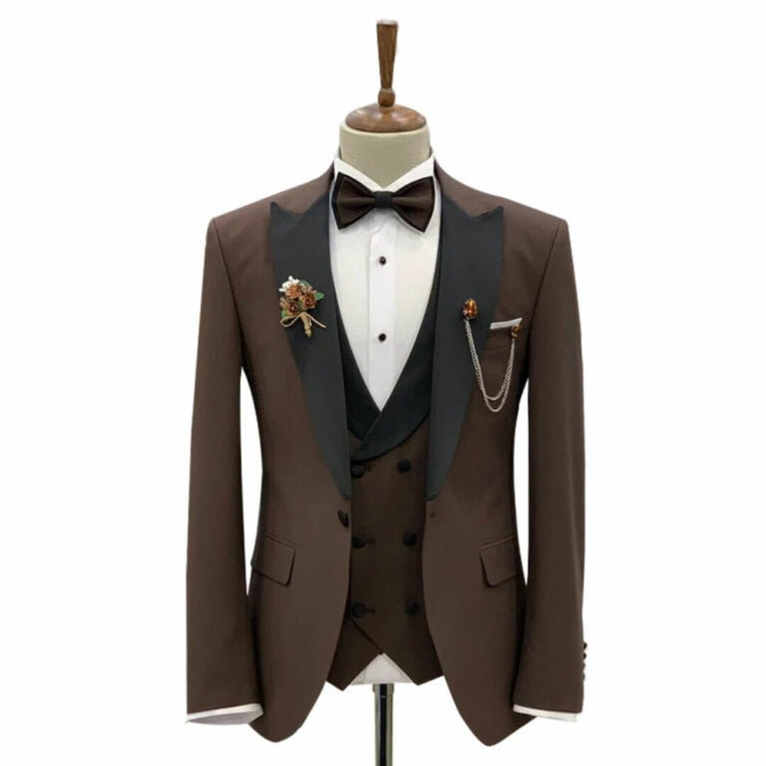 Men Suit Slim Fit Classy Chocolate Color Three Piece Men's Suit for ...